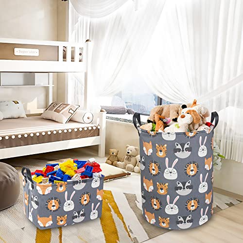 CLOCOR Laundry Basket,Laundry Hamper,Collapsible Storage Bin,Canvas Fabric Clothes Baskets,Nursery Hamper for Home,Office,Dorm,Gift Basket(Grey lines)
