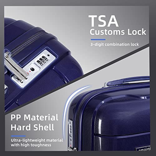 imiomo Luggage Hardside Suitcase Sets,3 Piece Travel Luggage Sets with Spinner Wheels,Lightweight PP Luggae Sets Clearance with TSA Lock (Blue)