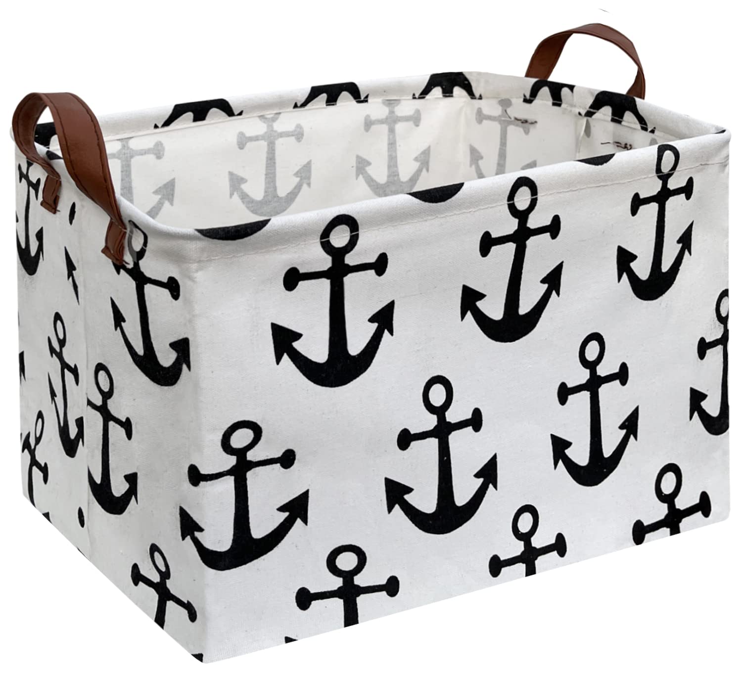 CLOCOR Rectangular Storage Basket,Collapsible Cute Pattern Storage Bin,Waterproof Coating Storage Box with Handles ,Gift Baskets,Toy Organizer,Shelf Basket (Anchor)