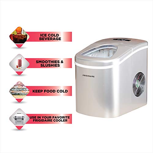 Frigidaire EFIC118-SILVER-KL Ice Maker Machine, Compact Countertop, Silver Medium