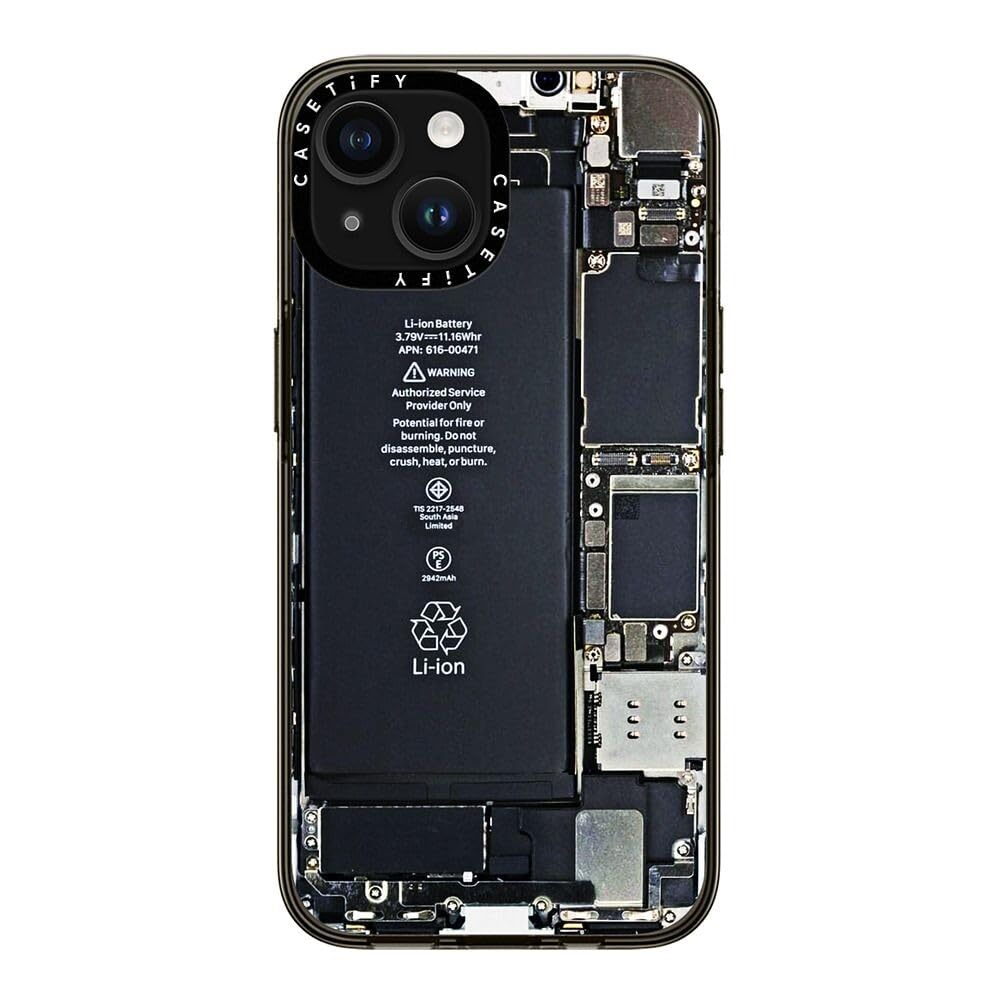 Casetify Compact Case for iPhone 15 [2X Military Grade Drop Tested / 4ft Drop Protection] - Inside Parts - Clear Black CTF-8700029-16006037