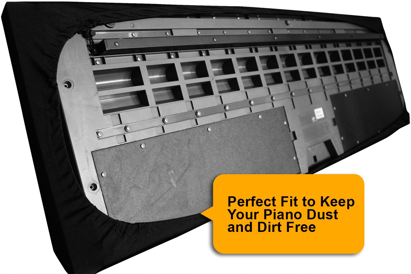 Piano Keyboard Dust Cover for 88 Keys - Piano Chord EBook Included - Made of Nylon/Spandex - Comes Complete with Built-In Bag, Elastic Cord and - Locking Clasp - Keep It Free From Dust and Dirt!