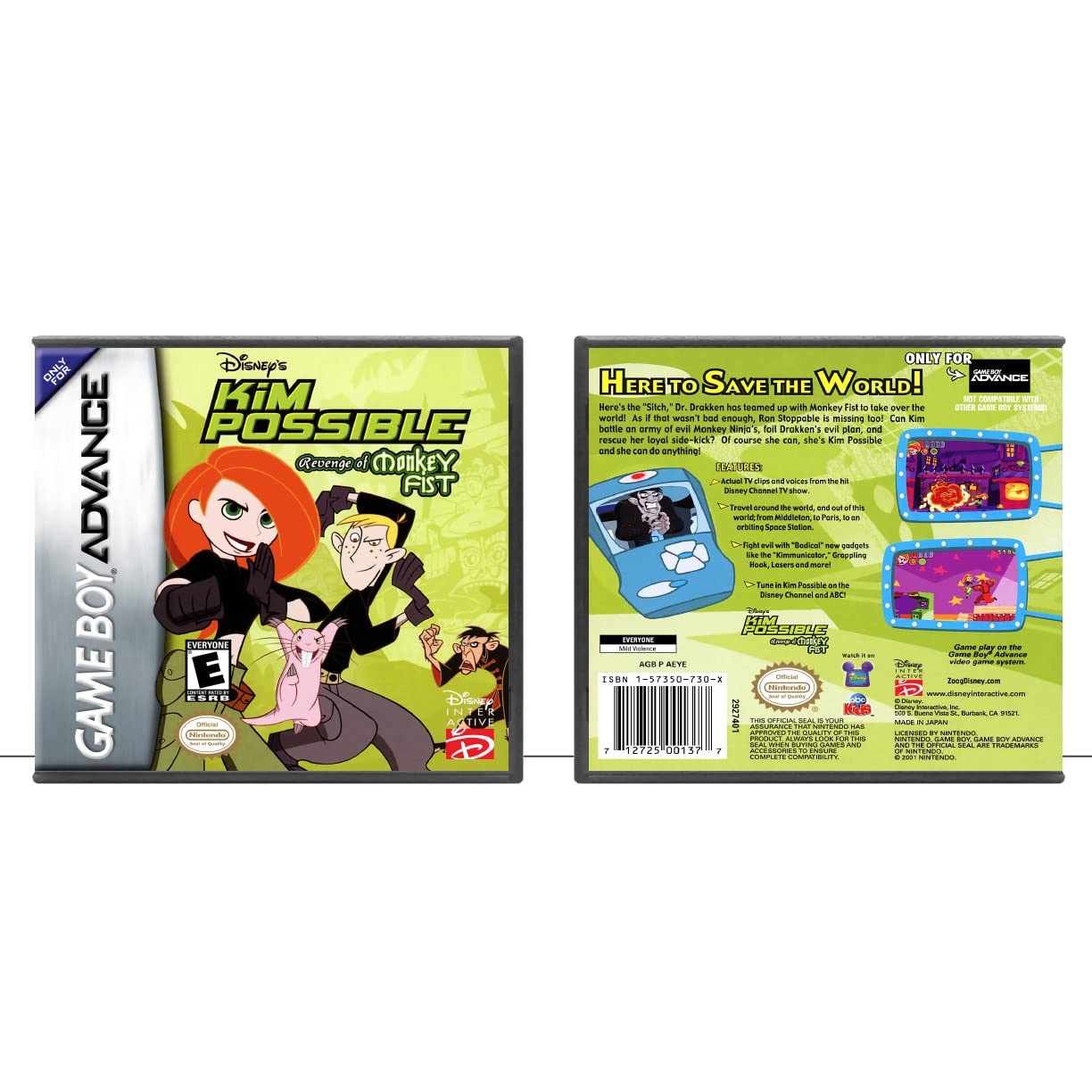 Disney's Kim Possible: Revenge of Monkey Fist | (GBA) Game Boy Advance - Game Case Only - No Game