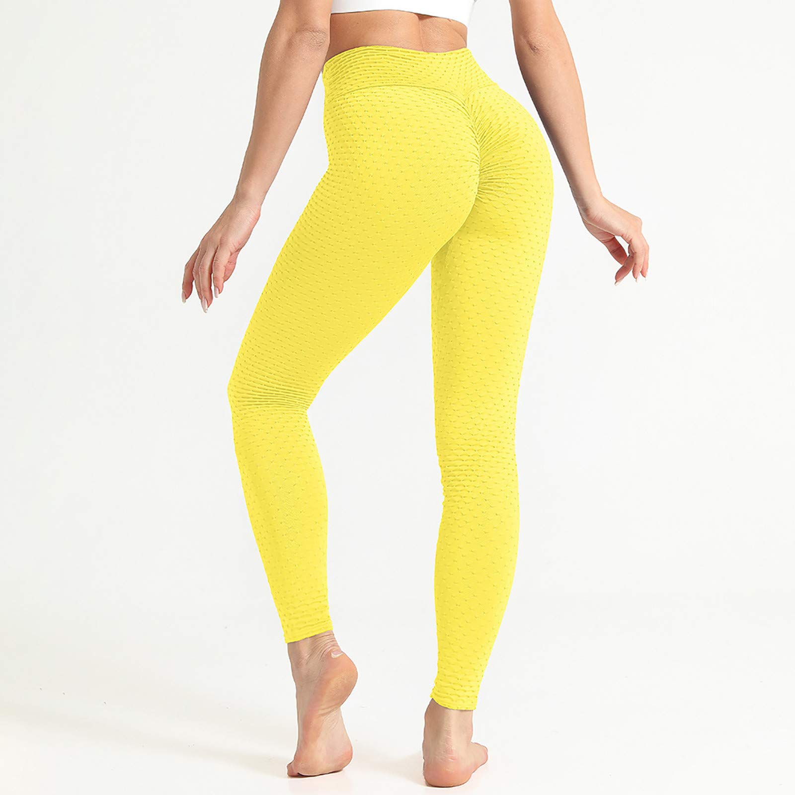 Textured High Waist Yoga Pants for Women Tummy Control Slimming Booty Butt Lift Leggings Anti Cellulite Workout Tights