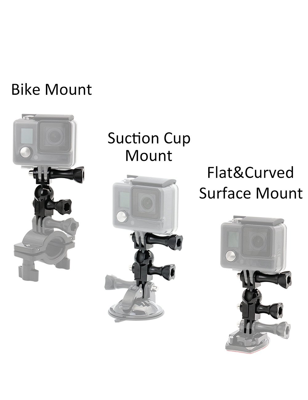 Rotation Ball Joint Mount Extension Accessories with 1/4 Thread for GoPro Hero 9/8/7/6/5/4/3+/3/2/1