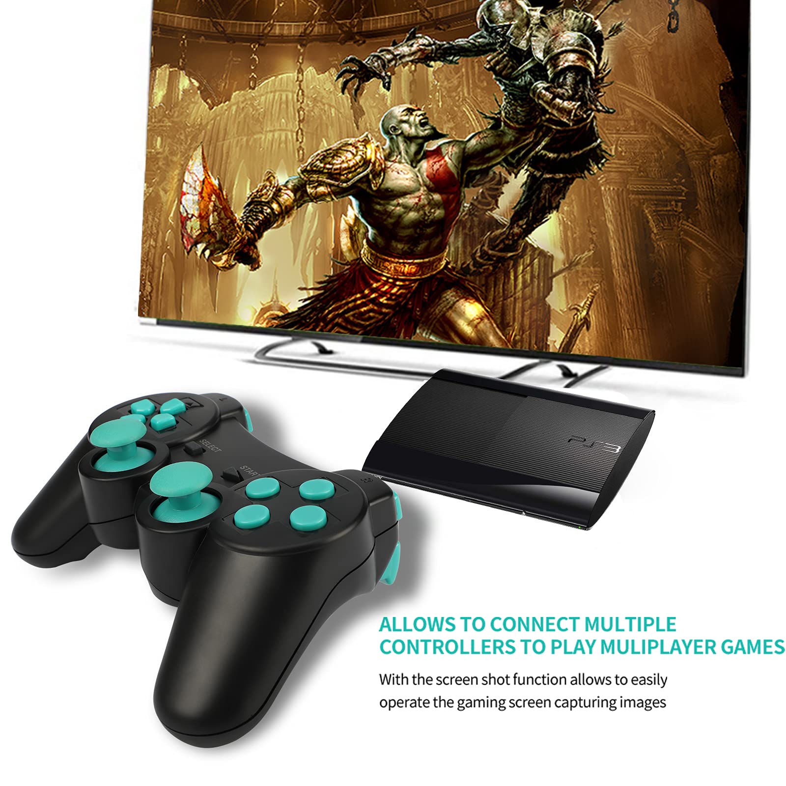 CFORWARD Controller, Controller Wireless, Remote, Wireless Rechargeable Gamepad Dual Vibration Remote Joy stick Compatible for 3