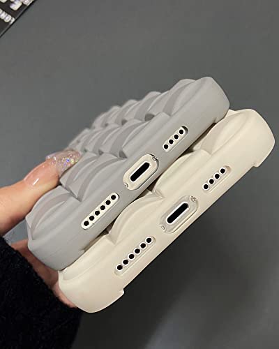 Ginkgonut Compatible with iPhone 13 Pro Max Case for Women/Girls, Cute 3D Laid Desgin Soft Silicone Shockproof Raised Bumper Corners Case for iPhone 13 Pro Max(Gray)