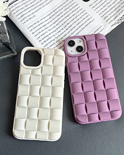 Ginkgonut Compatible with iPhone 14 Plus Case for Women/Girls, Cute 3D Laid Desgin Soft Silicone Shockproof Raised Bumper Corners Case for iPhone 14 Plus (White)
