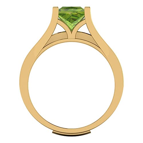 Clara Pucci 3.37ct Princess Cut Solitaire with Accent Green Peridot Sliding Statement Bridal Ring Band Set 14k Yellow Gold 7.5