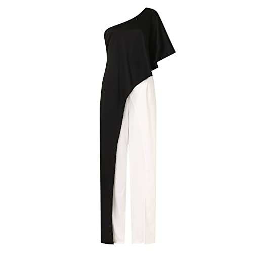 DUOWEI Women's Printed Slant Shouldered Short Sleeved Pants White