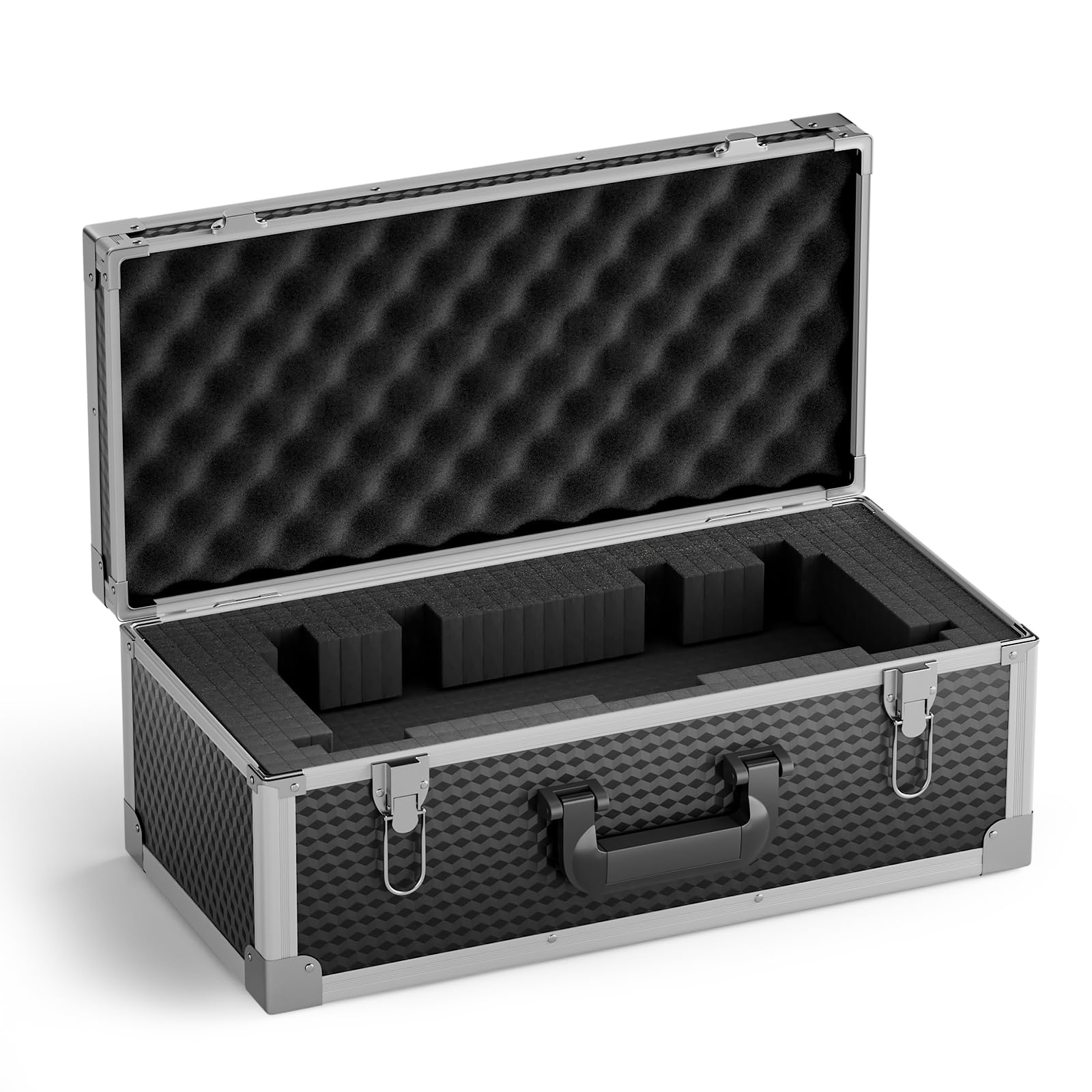 Phenyx Pro Extra Large Size Carrying Case, Customizable Pre-Diced Foam, Aluminum Alloy Sturdy Build, Suitable for Wireless Mic System Storage & Camera Gear Transportation