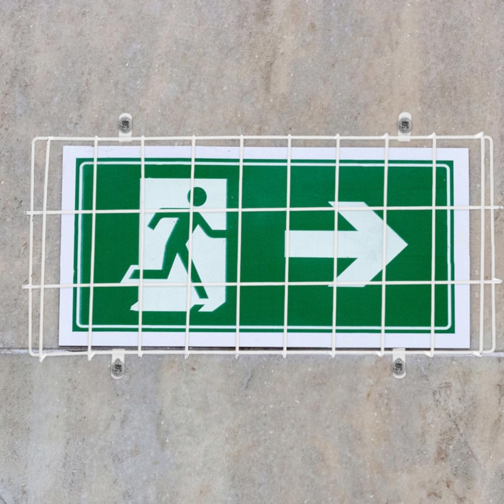 Holibanna Emergency Exit Light Wire Guard 2pcs Mount Exit Sign Damage Stopper Cage Steel Wire Guard Emergency Sign Protective Covers for School Office Gym