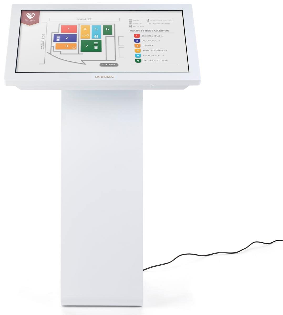 Displays2go 32" Tilted Touch Digital Display Stand, Built-in Speakers, Android OS - White (DGFSKATCH32WH)