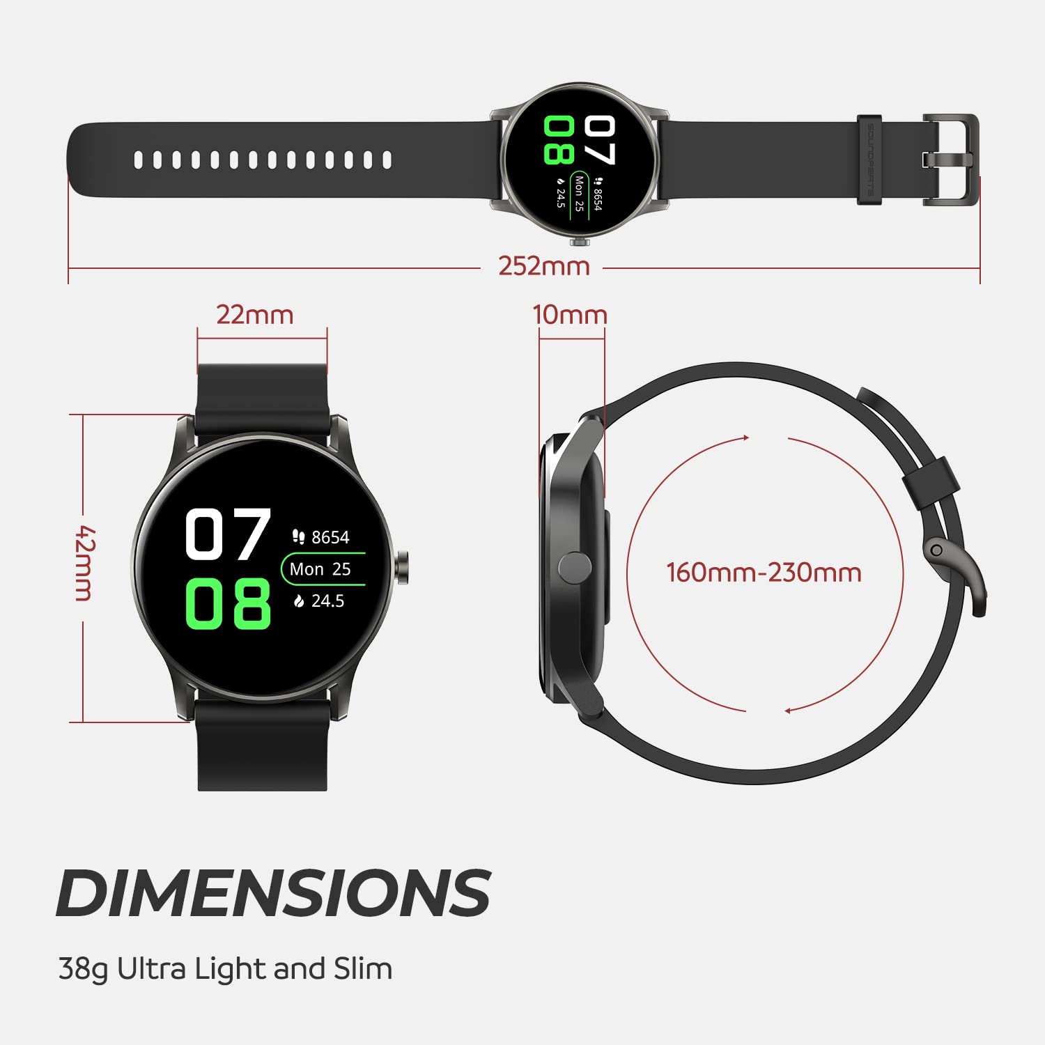SoundPEATS Smart Watch Fitness Tracker with Blood Oxygen and Heart Rate Monitor Sleep Tracker, Smartwatch for iPhone Android Phones with Call/SMS/App Notification