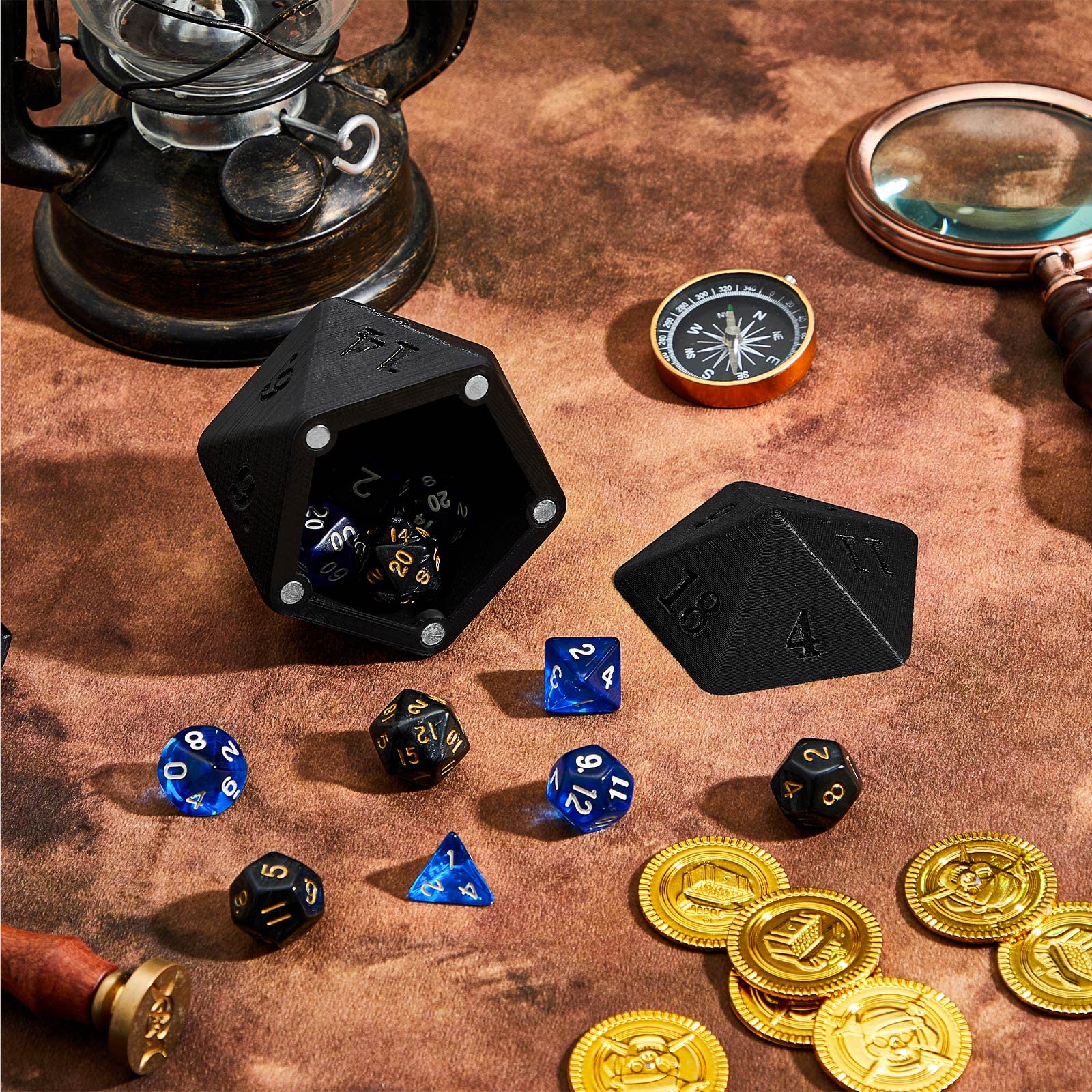 D20 Dice Storage Box D20 Dice Case D20 Dice Holder Dice Gift Dice Box With Magnetic Lid For Storage D20 Dice