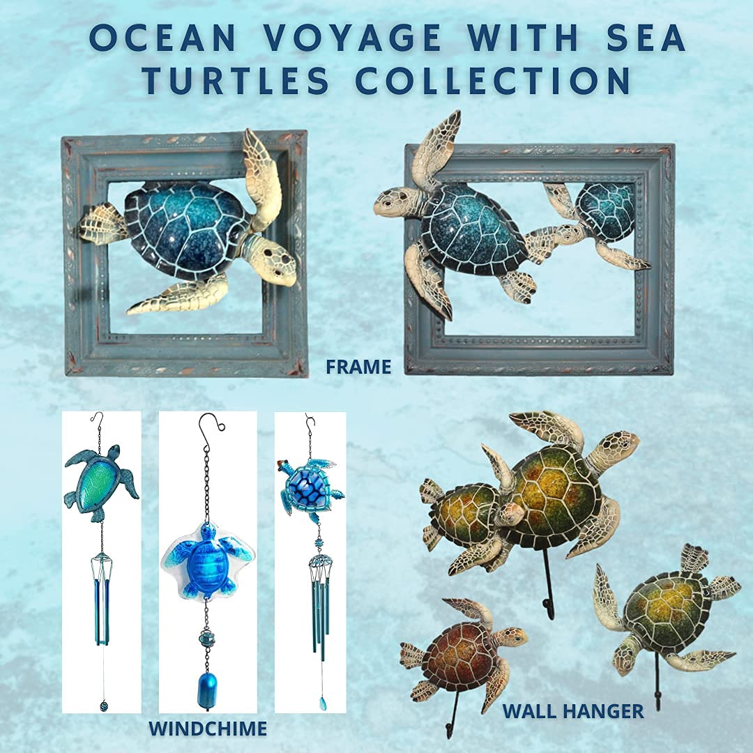 Comfy Hour Ocean Voyage Collection 7" Sea Turtle Coastal Marine Theme Wall Decorative Frame, Polyresin