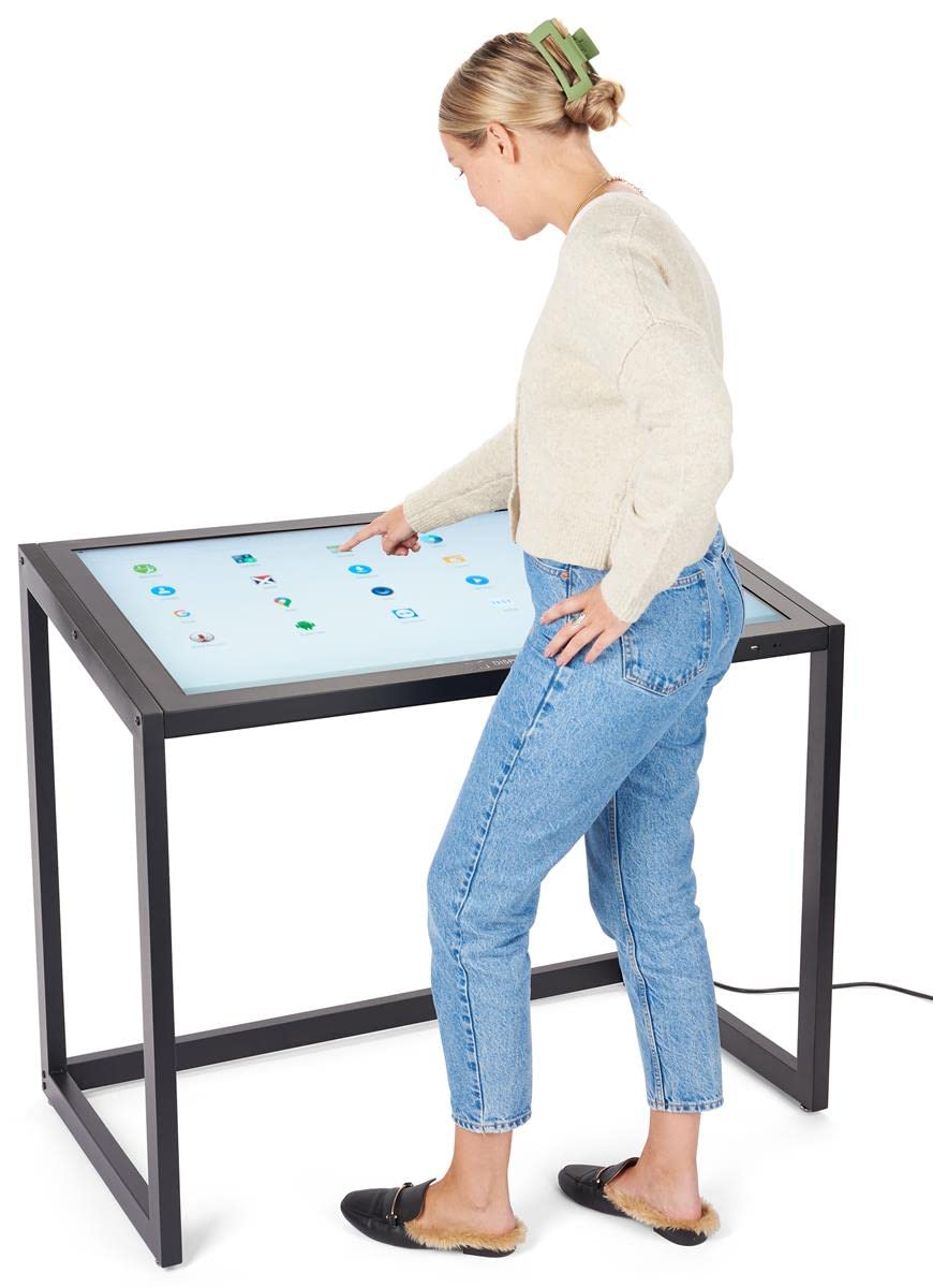 Displays2go 43" Angled Touch Screen Digital Desk, 10pt PCAP, Wheelchair Accessible Design - Black (DGTCHKSK43)