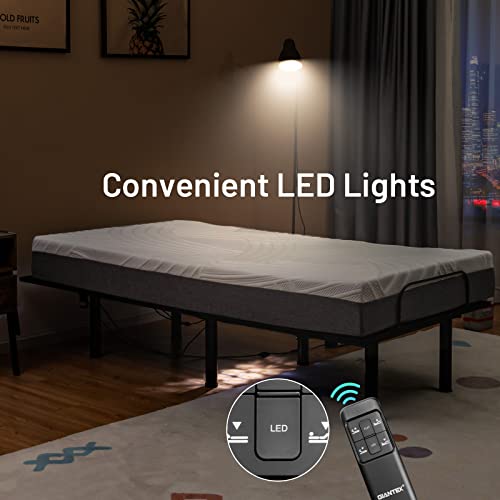 Giantex Twin XL Adjustable Bed Frame w/ 8β Cool Gel Infused Memory Foam Mattress, Electric Adjustable Bed Combo w/Head & Foot Adjustment, Remote Control, LED Light & Dual USB Ports, Convoluted Foam