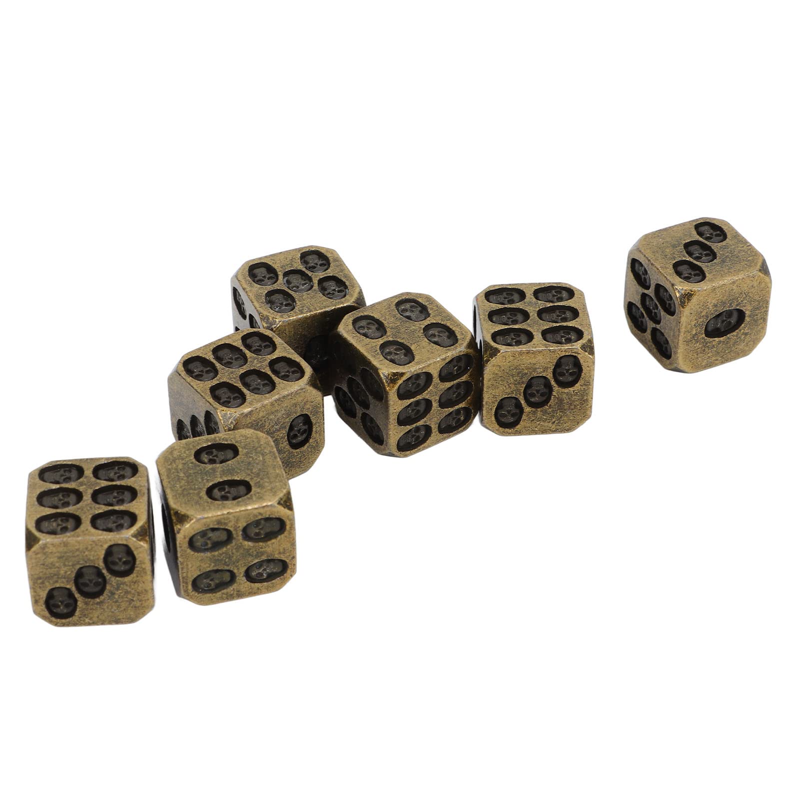 D6 Metal Dice Set, 6 Inlaid Skull Dice Set DND Dice Set with Gift Box 7 Pcs 6 Sided Polyhedral Metal Dice Set Portable Dungeons and Dragons Dice Set for DND RPG Pathfinder, Gifts(Bronze)