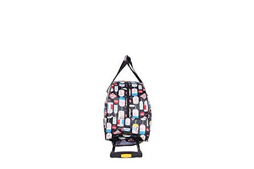 LUCAS Designer Carry On Luggage Collection - Lightweight Pattern 22 Inch Duffel Bag- Weekender Overnight Business Travel Suitcase with 2- Rolling Spinner Wheels (SEA FORM) (BLACK)