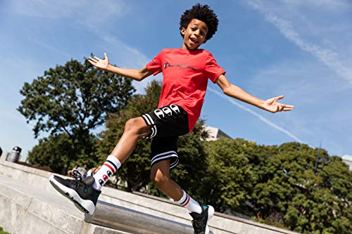 Champion Boys Short Sleeve Tee Shirt Chest Script Big and Little Boys Top (Black, Small, s)