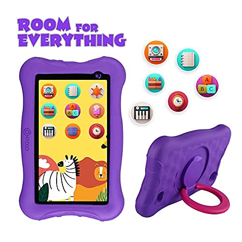 Contixo V10 Plus 7 inch Kids Learning Tablet Bundle - 2GB RAM 32GB Storage, Bluetooth, Android 10, Dual Cameras, Parental Control, Come with Kids Bluetooth Headphone & Tablet Bag - Purple-Set