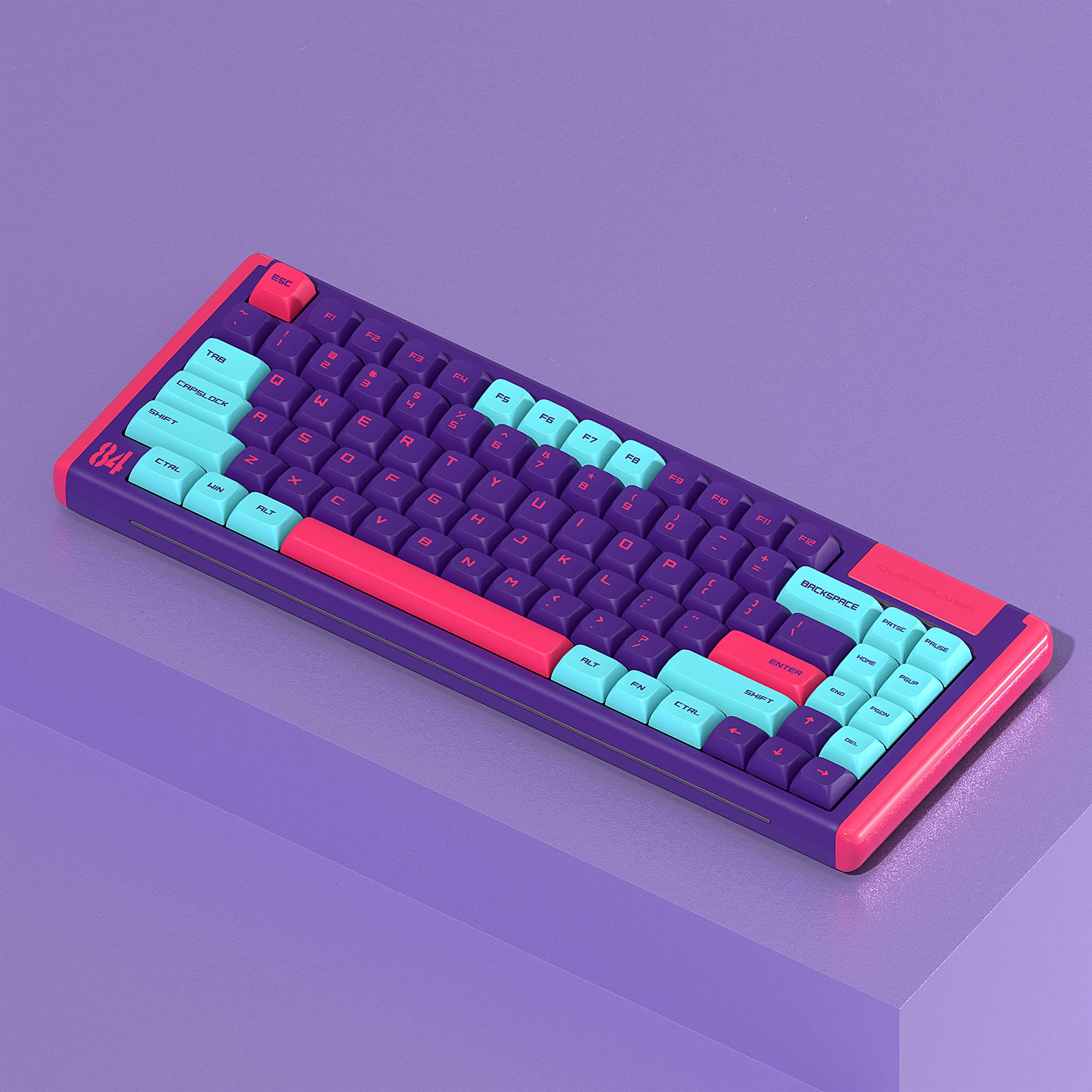 DUSTSILVER D84 Wireless 75% Cyberpunk Mechanical Keyboard with RGB, Hot Swappable, Bluetooth/2.4G/Type-C Connection, Gateron Black Switches for Linear Typing