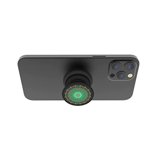 FAB POPS Magnetic Phone Grip with Collapsible AIRPOP Technology and built in Magnets Made in the USA Green Mandala