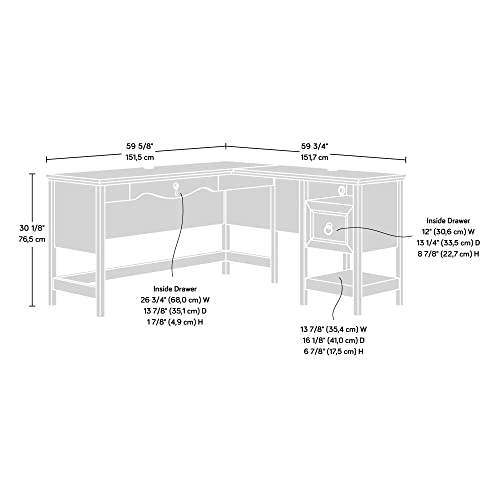 Sauder Adaline Cafe L-Desk, L: 59.65" x W: 59.65" x H: 29.92", Orchard Oak Finish
