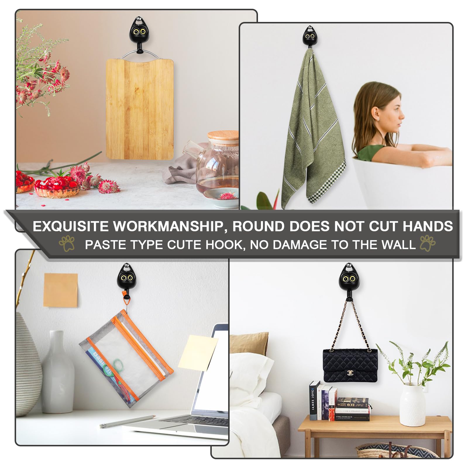 GUEDIEO ππ«ππππ’π―π πππ‘ππ¬π’π―π ππ¨π¨π€οΌ1Pcs Wink Cat Hooks for Hanging Towels, Hats,Coat,Cloth Bags, Belts, Key, for Wall Hanging Decorations to Carry up to 5.5 LBS
