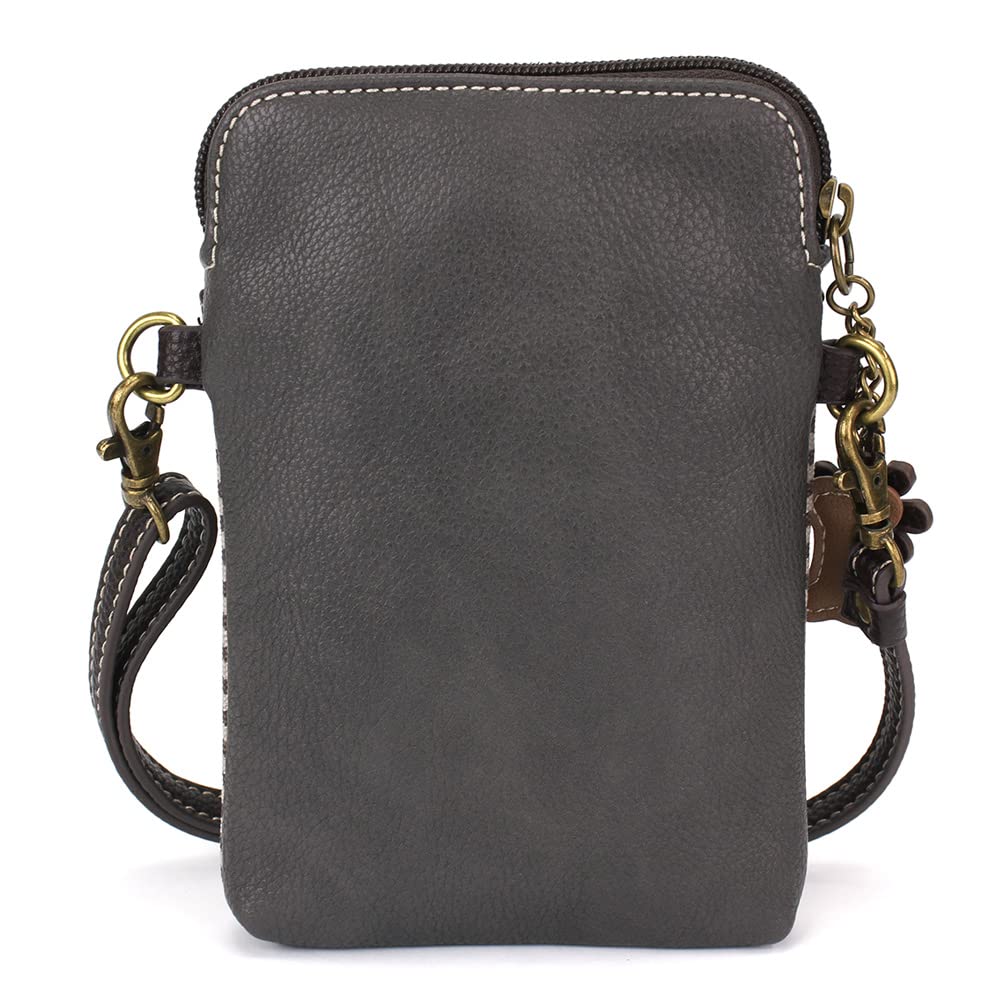 CHALA Cell Phone Crossbody Purse-Women PU Leather/Canvas Multicolor Handbag with Adjustable Strap - Shih Tzu - white - gray stripe