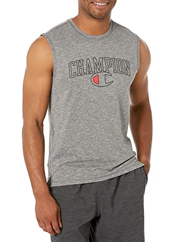 Champion Men's MVP Muscle Tee (Retired Colors), Railroad Gray Heather C & Script, X-Large