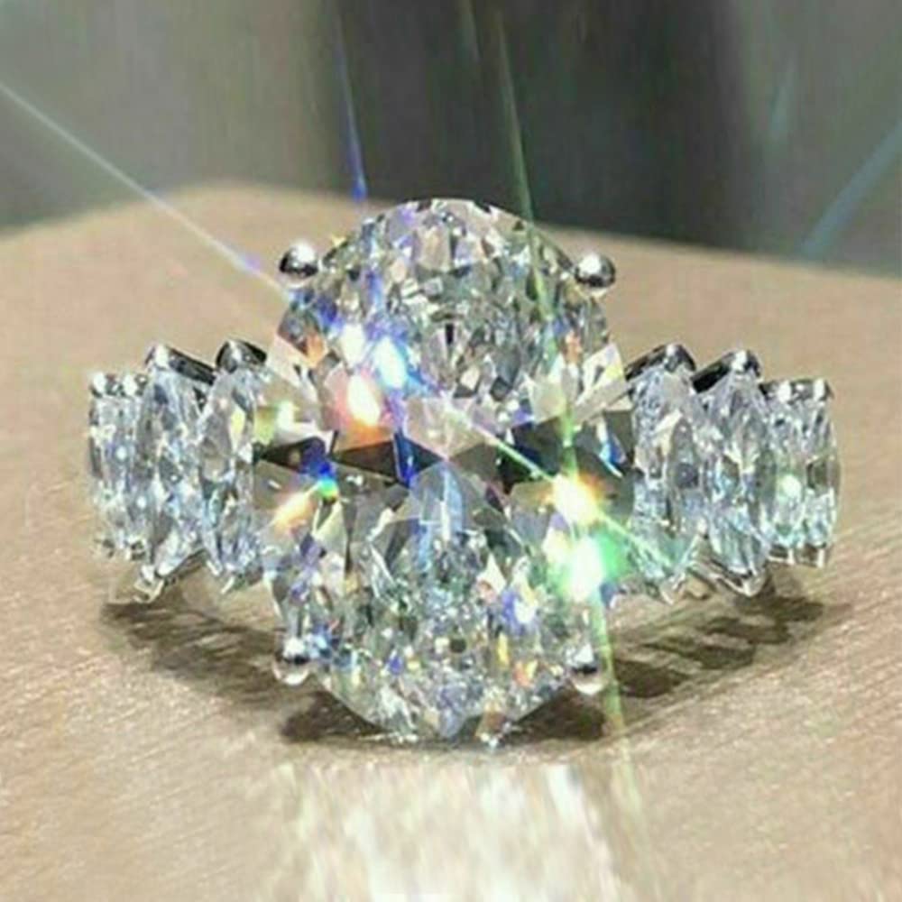 Cuteshop Elegant Huge Zircon Wedding Ring 18k Platinum Plated Shiny Cubic Zirconia Crystal Diamond Wedding Jewelry for Women (7)