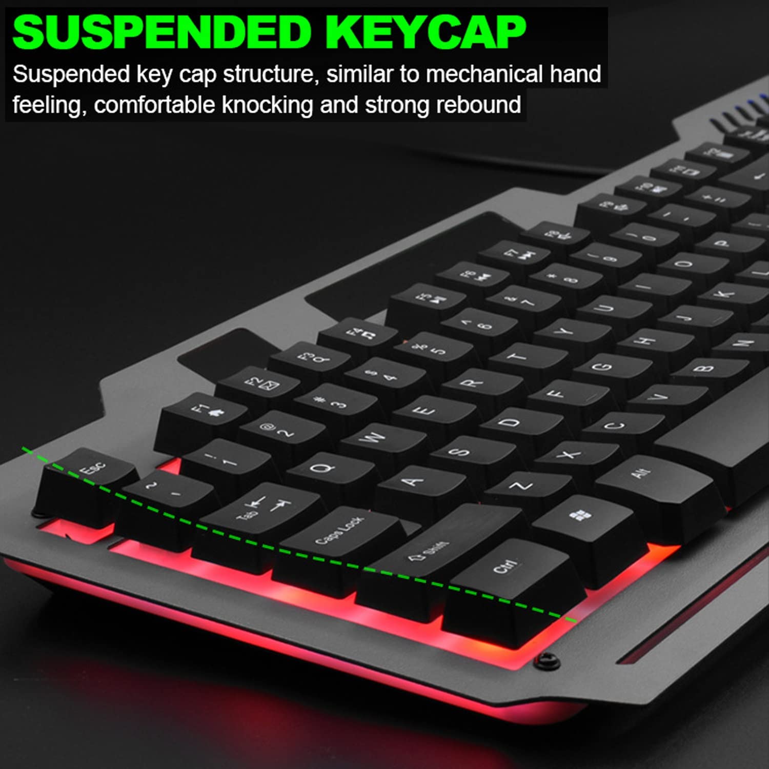 EXHNLE Mechanical Keyboard and Mouse Combo Wired 104 Keys Backlit Gaming Keyboard Red Switch, USB Wired Backlit Keyboard, for Laptop PC Computer Game and Work (Color : White)