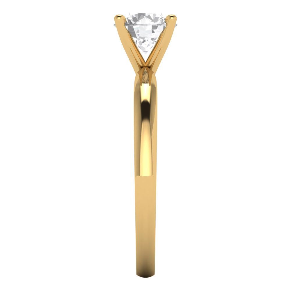 Clara Pucci Yellow 14k Solid Gold Solitaire anniversary Engagement Promise Bridal Ring - 1 Ct Round Cut Clear Simulated Diamond Sz 9