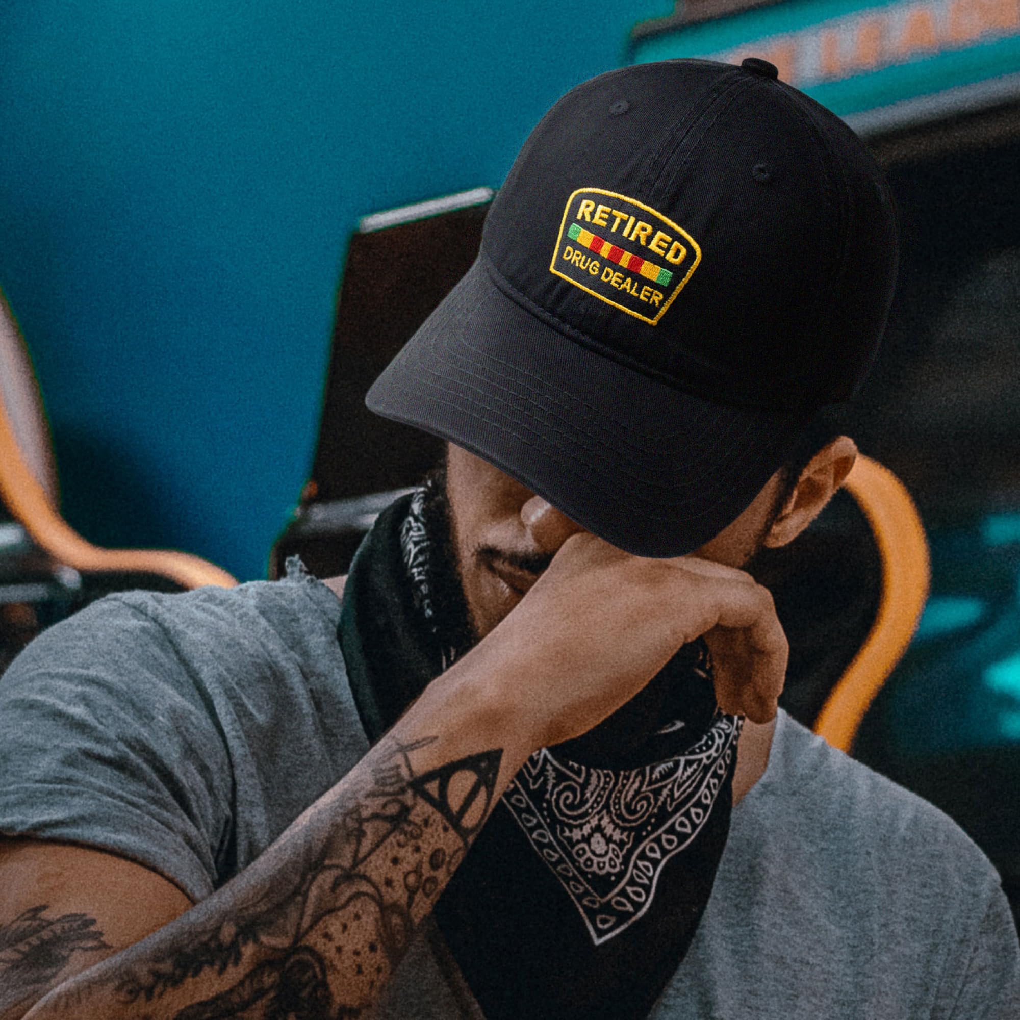 CHOK.LIDS Retired Drug Dealer Hat Dad Hat Cotton Baseball Cap Polo Style Low Profile PC101 (PC101 Black)