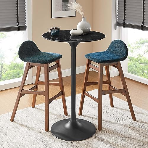 Modway Lippa Round Artificial Marble 28" Bar Table, Black Black