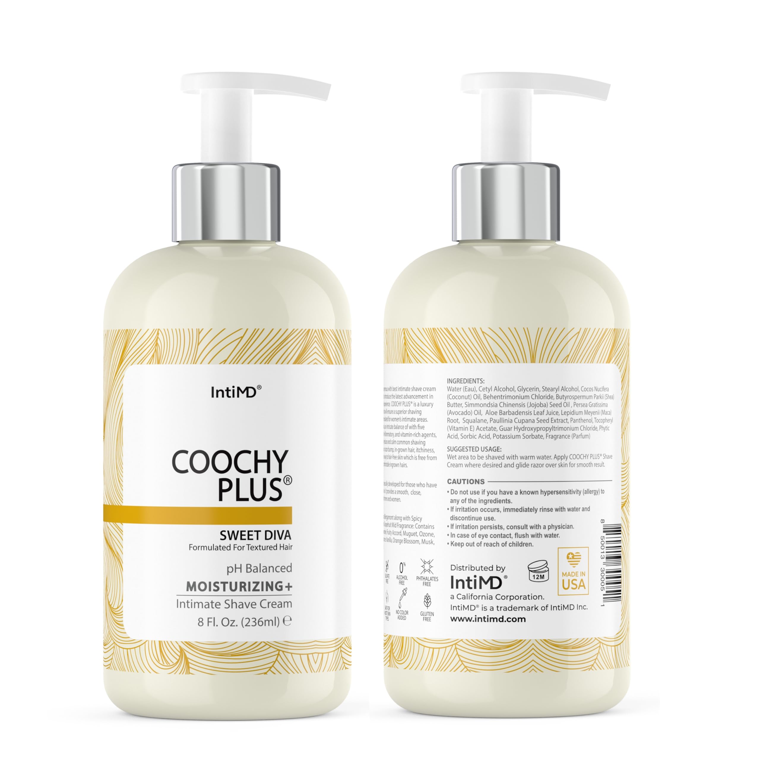 Coochy Plus Intimate Shaving Cream SWEET DIVA For Afro Natural Texture Hair With HydroLock & Moisturizing+ Formula β Prevents Razor Burns & Bumps, In-Grown Hairs, Itchiness 8oz