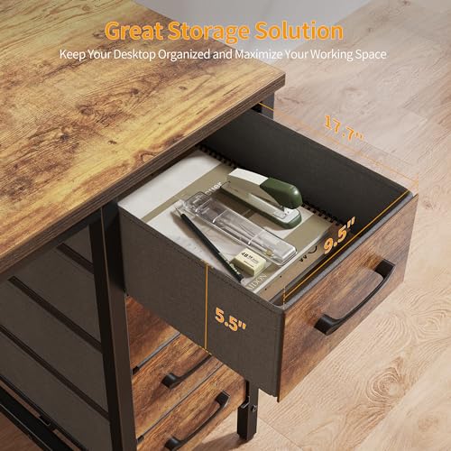 CubiCubi Computer Home Office Desk, 40 Inch Small Desk Study Writing Table with Storage Shelves, Modern Simple PC Desk with Splice Board, Black Walnut Finish