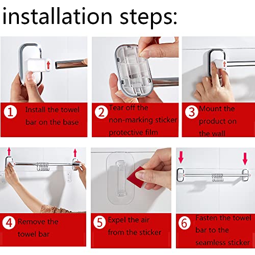 Multifunction Utility Hooks,BAIEUEJO Wall-Mounted Kitchen Hooks for Utensils,Nail Free Adhesive Stainless Steel Kitchen Utensil Hanging Rack with 7 Sliding Hooks,for Kitchen/Bathroom(White)