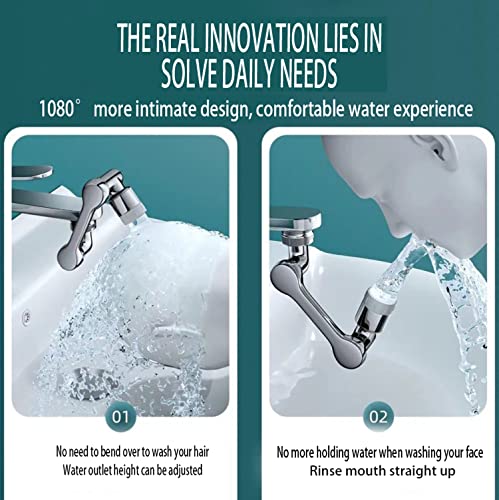 Faucet Aerator,1080° Rotating Extender Aerator, Durable Splash Proof Faucet Extender