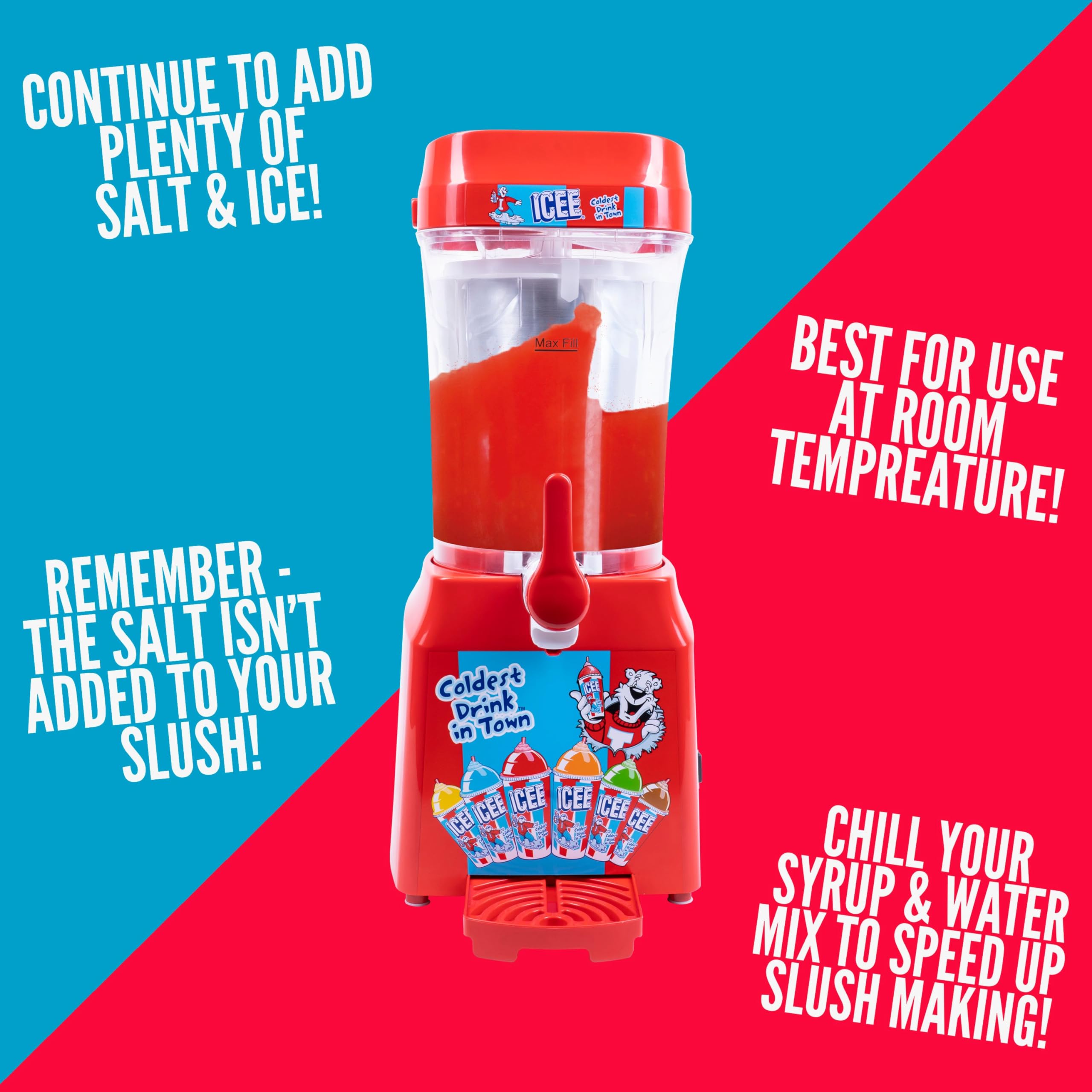 ICEE Slushie Machine. Home Countertop Slushy Maker. New for 2024. Creates up to 34Floz of Ice Cold ICEE Slushy. Make Ice Cold Slushies at Home! Officially Licensed ICEE Merchandise.