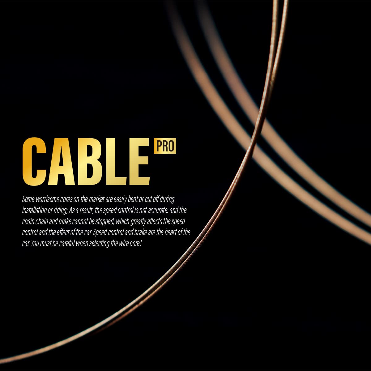 CNC Pro Slick Polished Bike Shifter Cable for Shimano/SRAM|Mountain bike,Road bike,MTB Derailleur Cable 2x1.1x 2100mm,Gold.
