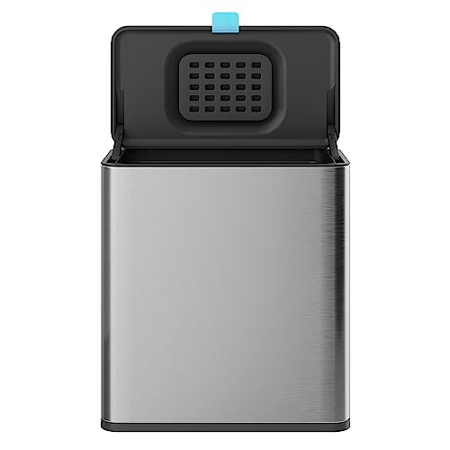 LINSSEN Stainless Steel Hanging Trash Can with Lid and Inner Bucket, 2 Gallon Kitchen Compost Bin for Counter Top, Under Sink or Wall Mount, Small Garbage Can for Cupboard/Bathroom/Bedroom/RV