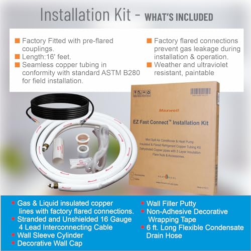 Daikin 18,000 BTU 18 SEER2 Entra Series Ductless Mini Split Heat Pump System w/ 16β Maxwell Installation Kit and Wall Mounting Bracket (230V)