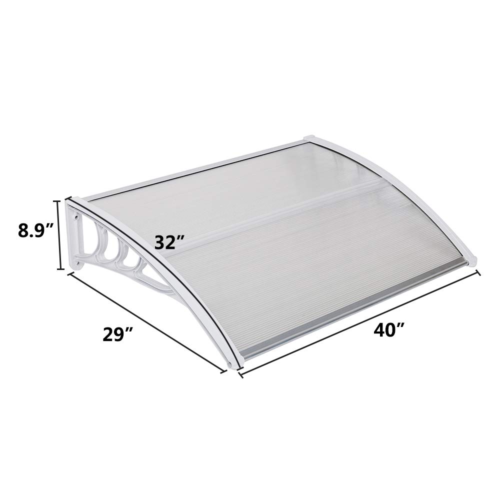 HT-100 x 80 Household Application Door & Window Rain Cover Eaves Transparent Board & White Holder