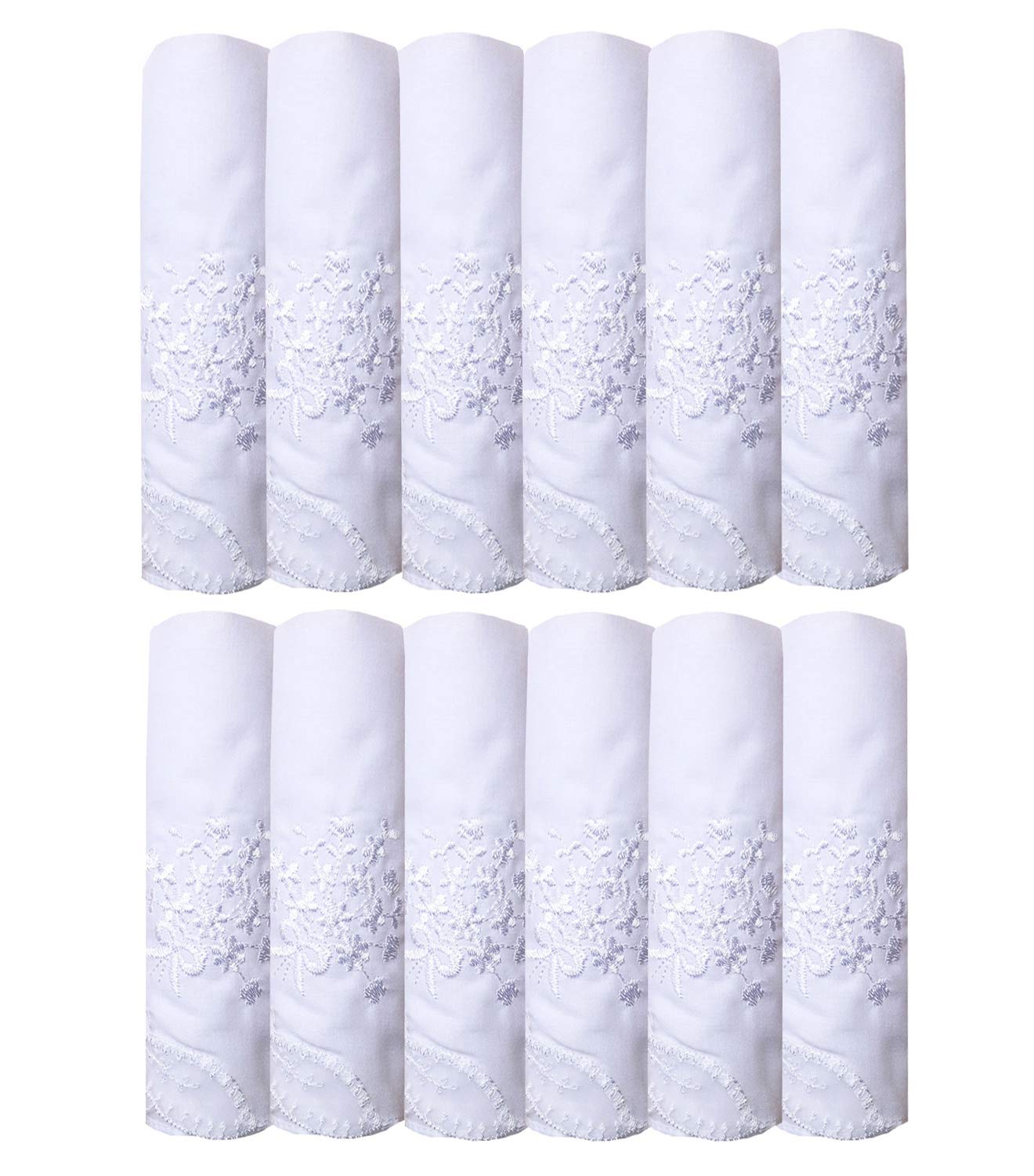 Bulk New Embroidery Ladies White Flower 100% Cotton handkerchiefs