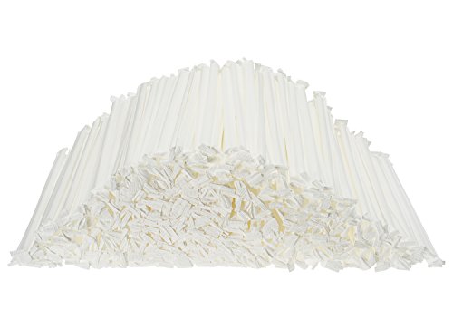 DuraHome Clear Plastic Straws Individually Wrapped 1000 Pack - 8 inch Drinking Straw, BPA Free - Restaurant Style Disposable Straws 0.24" Wide, Bulk Set