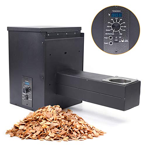 Vertical Pellet Hopper Assembly Kit, 14.5" DIY Electric Wood Pellet Smoker Grill Part, Electric Wood Pellet Smoker Grill Knob Type, W/ Vertical Controller by Knob, for Grill, Smoke, Bake