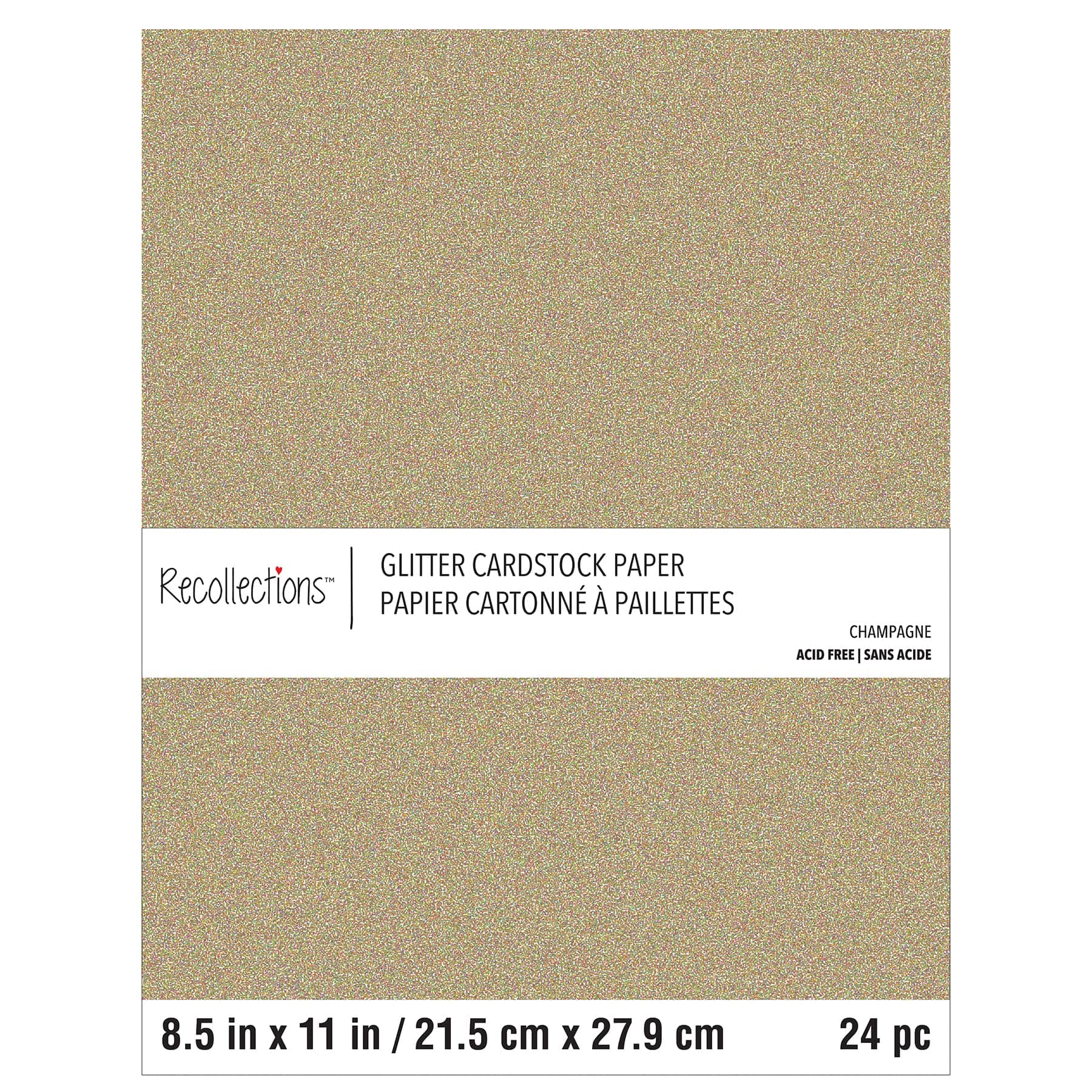 Champagne Glitter 8.5”; x 11”; Cardstock Paper by Recollections™, 24 Sheets